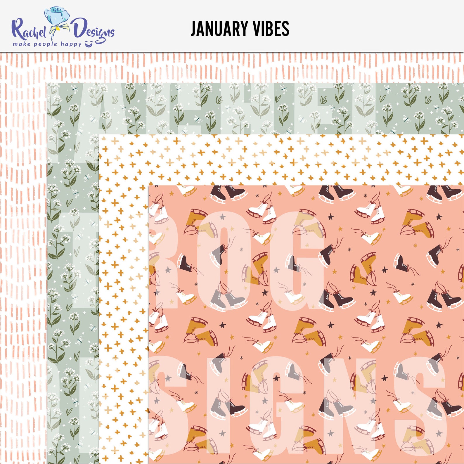 January Vibes Digital Scrapbook Collection, January Digital Elements ...
