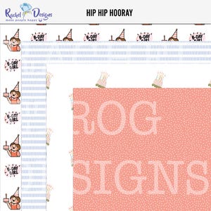 Hip Hip Hooray Birthday Digital Scrapbooking Kit, Birthday Digital ...