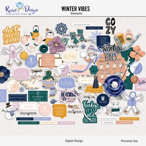 Winter Vibes Digital Scrapbooking Kit, Winter Printable Pattern Papers ...