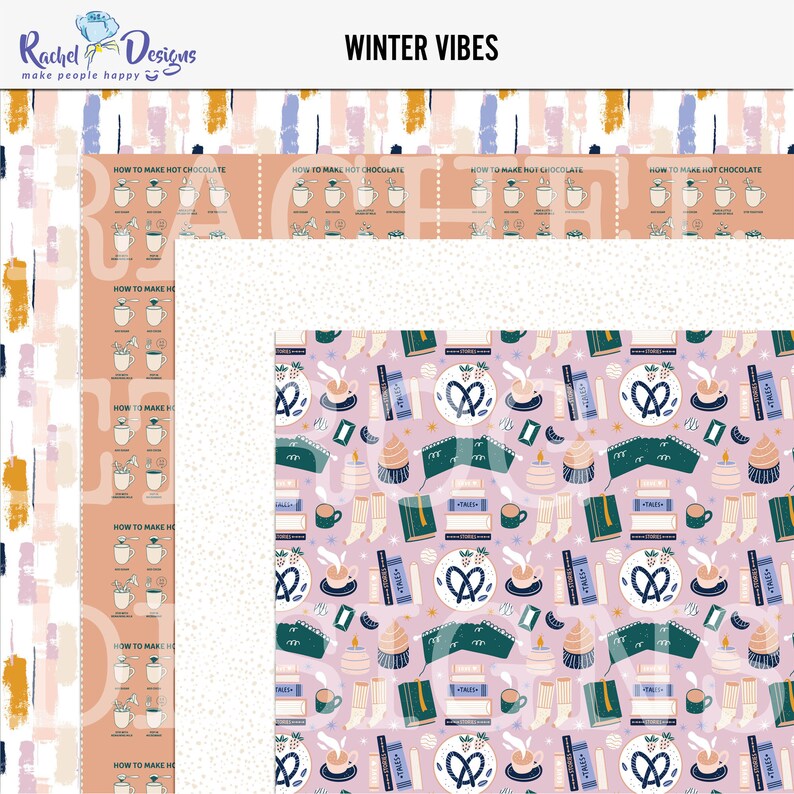 Winter Vibes Digital Paper Pack, Winter Printable Craft Papers, Winter ...