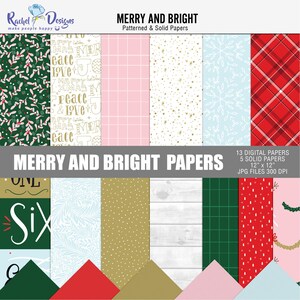Merry & Bright Digital Scrapbook Collection, Christmas Digital Elements ...