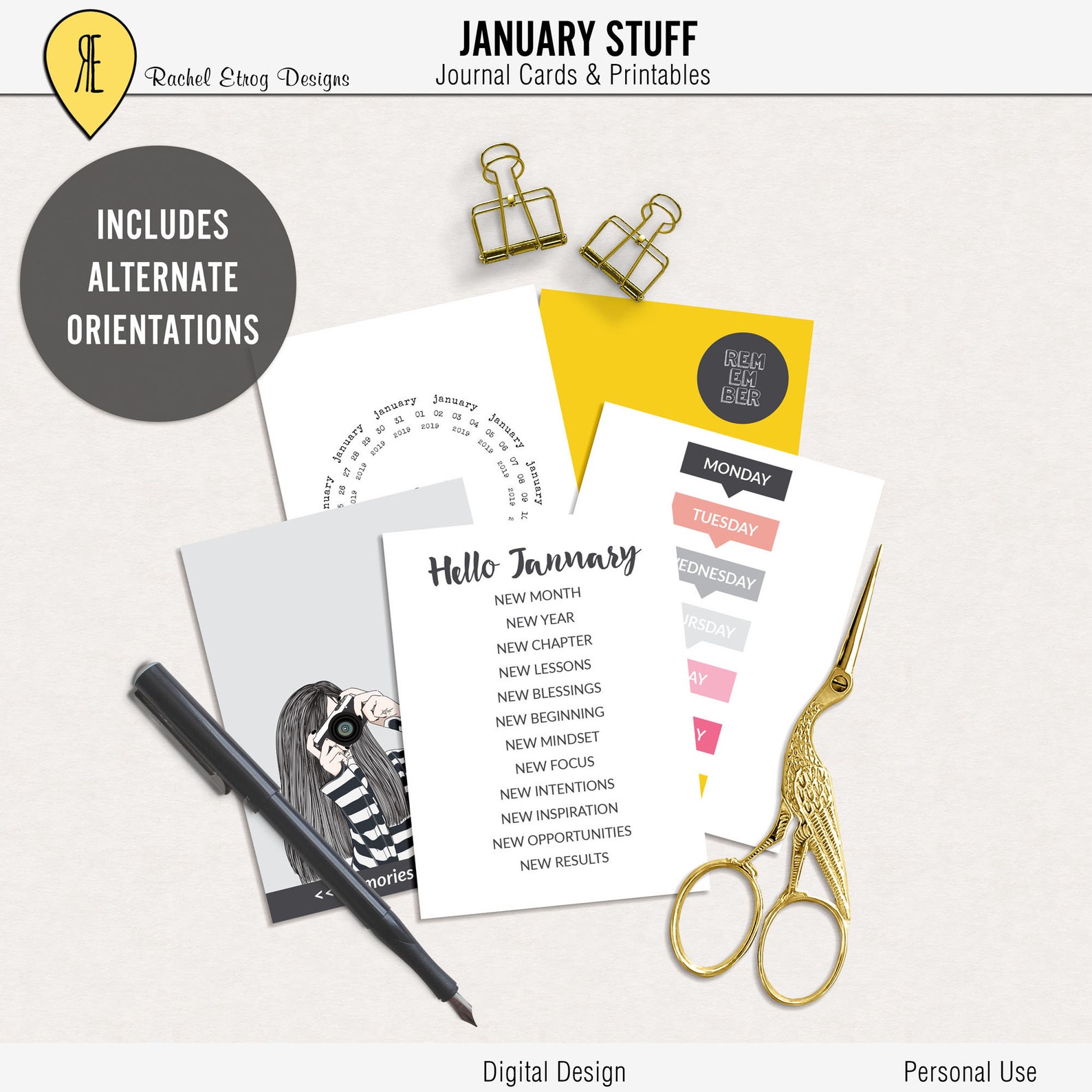 Printable Digital Journal Cards, Digital Pocket Cards, Project Life ...