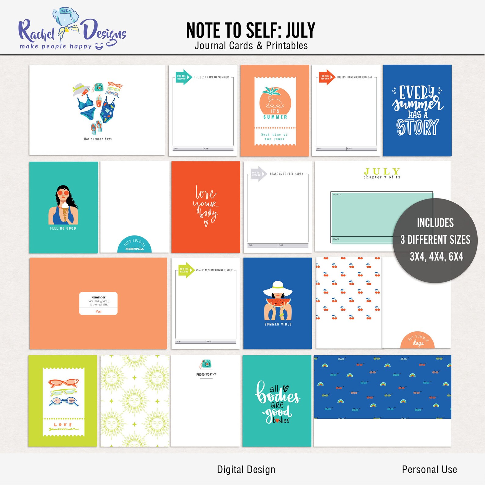 Printable Digital Journal Cards, Digital Pocket Cards, Project Life ...