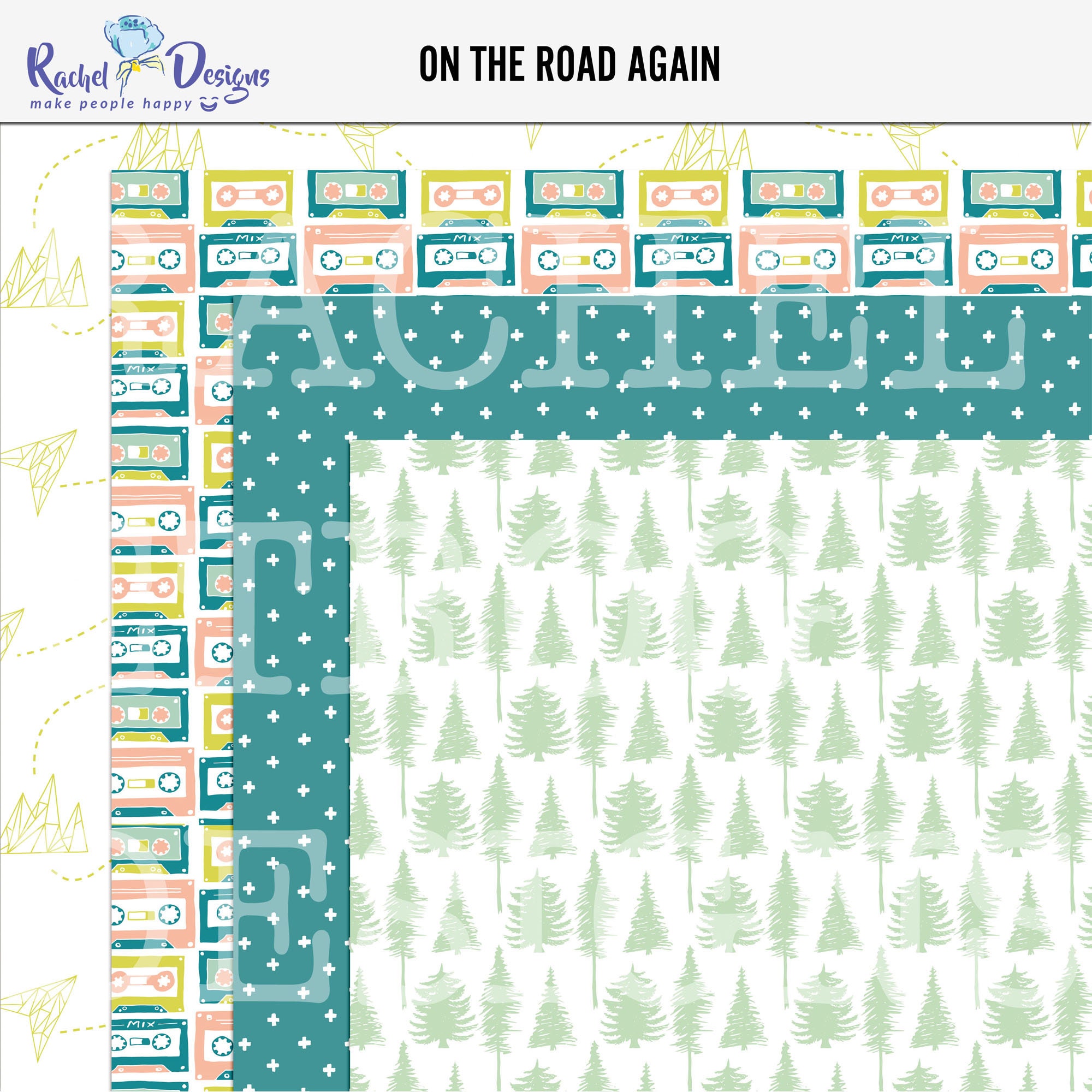 On the Road Again Digital Scrapbooking Kit, Road Trip Digital Scrapbook ...