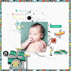A Boy Life Digital Scrapbooking Kit, Boy Digital Elements, Boy Mix ...