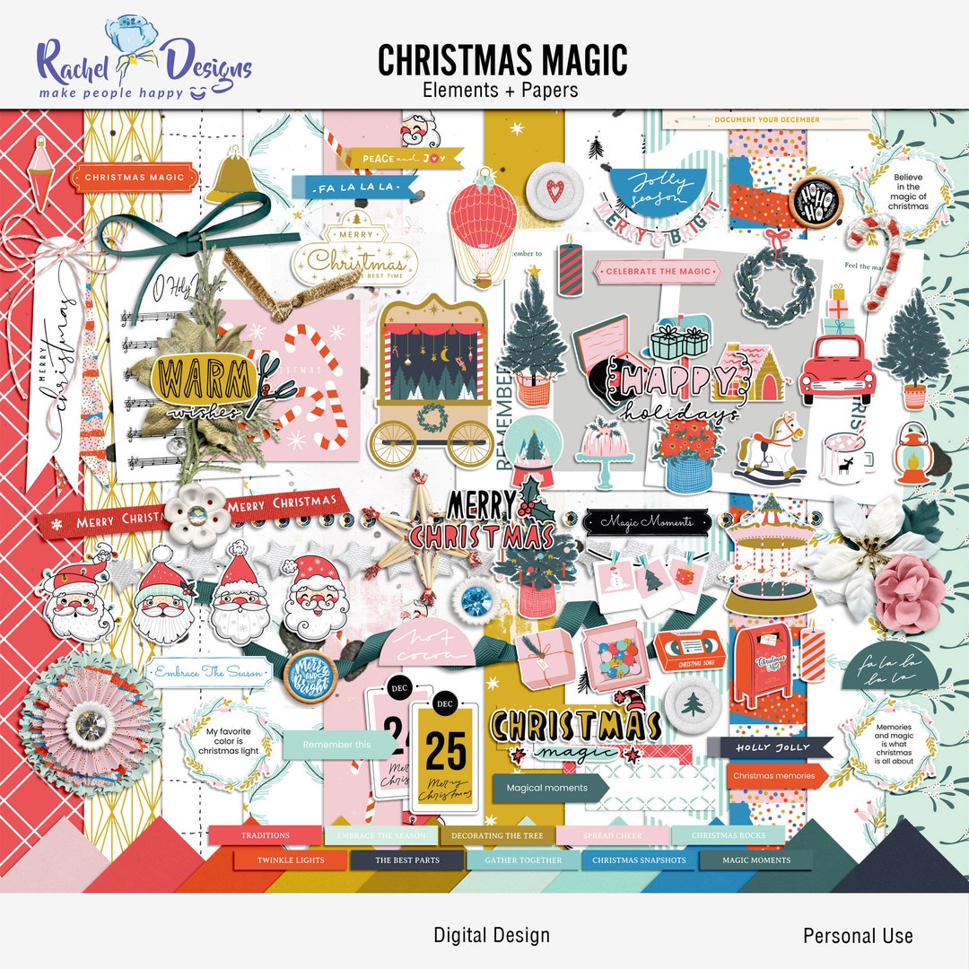 Christmas Magic Digital Scrapbooking Kit, Digital Christmas Paper Pack ...