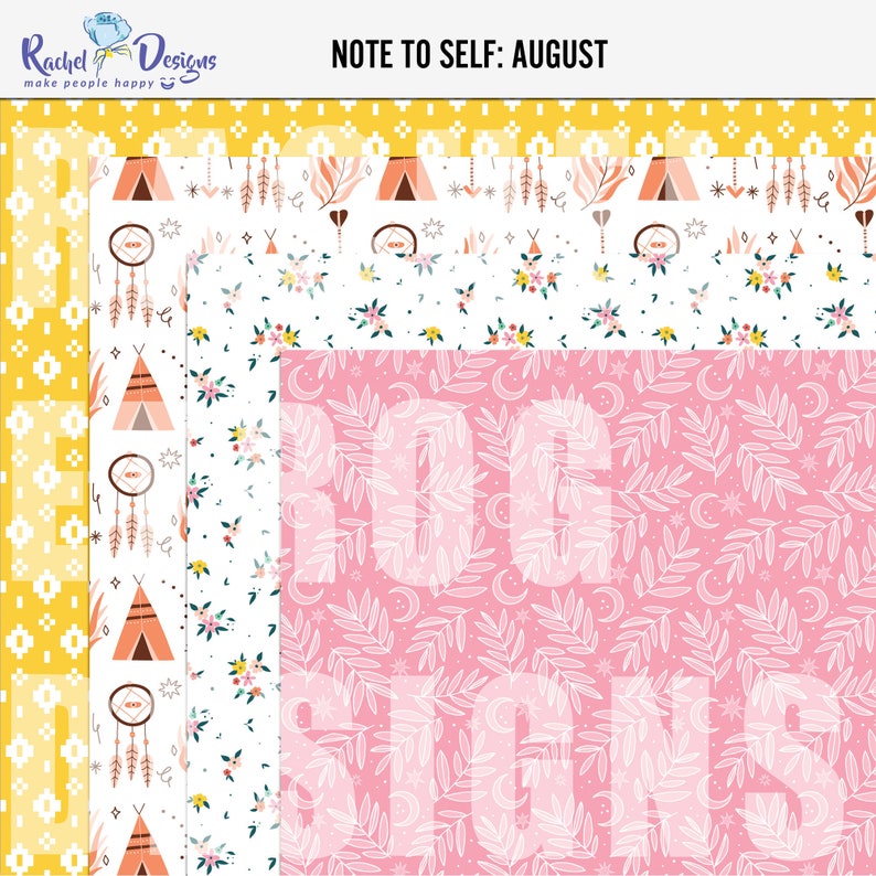 Note to Self August Digital Scrapbooking Kit, Free Spirit Printable ...