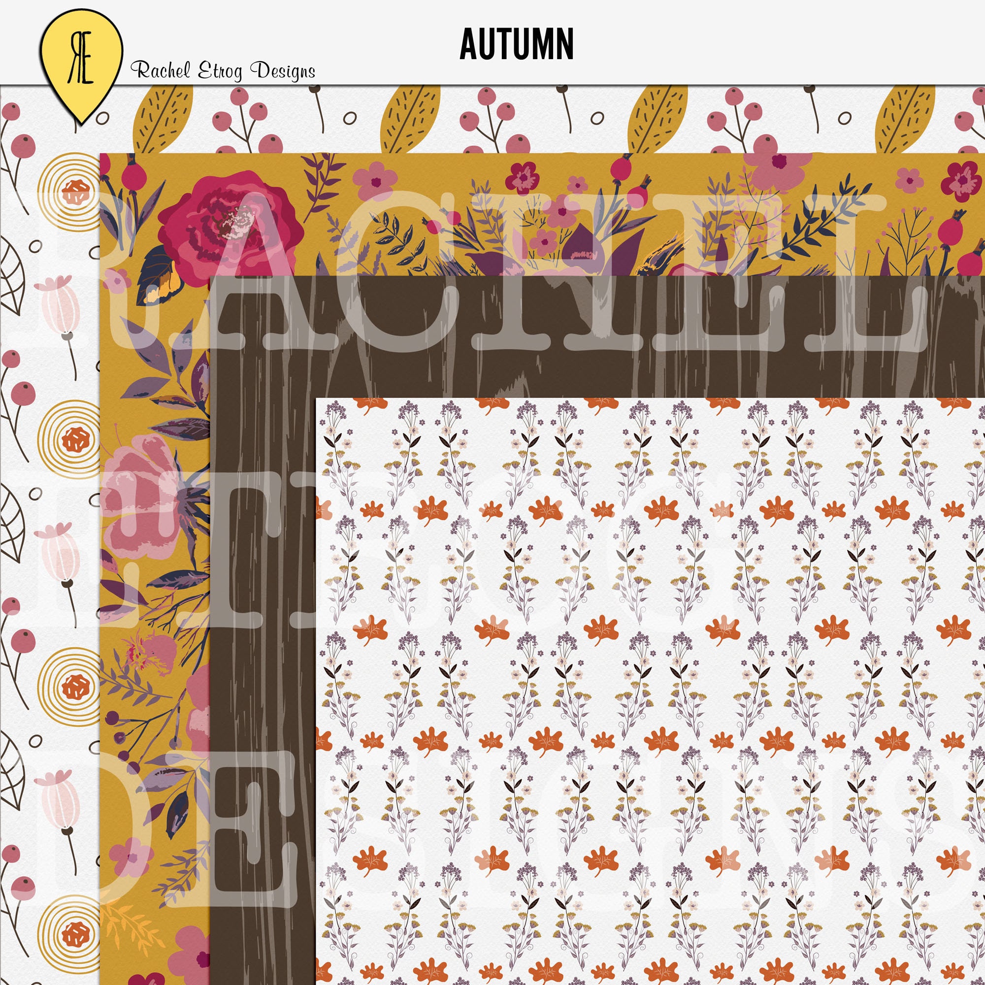 Autumn Digital Paper Autumn Decoration Fall Digital - Etsy