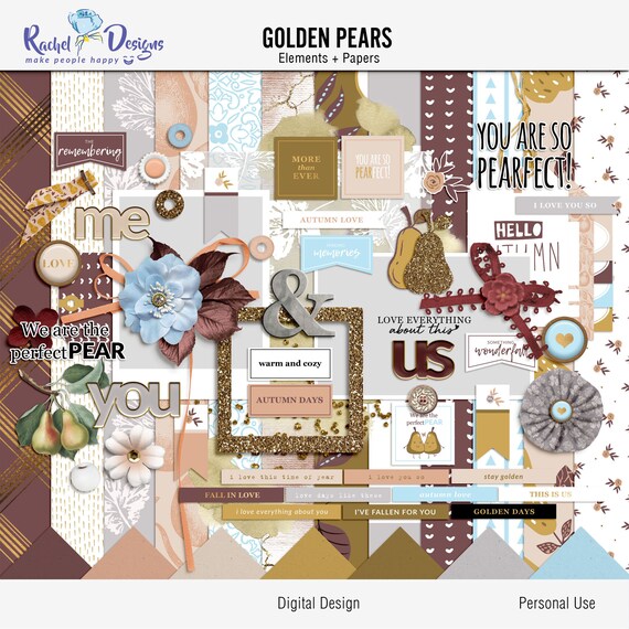 Golden Pears Digital Scrapbooking Kit Autumn Digital - Etsy