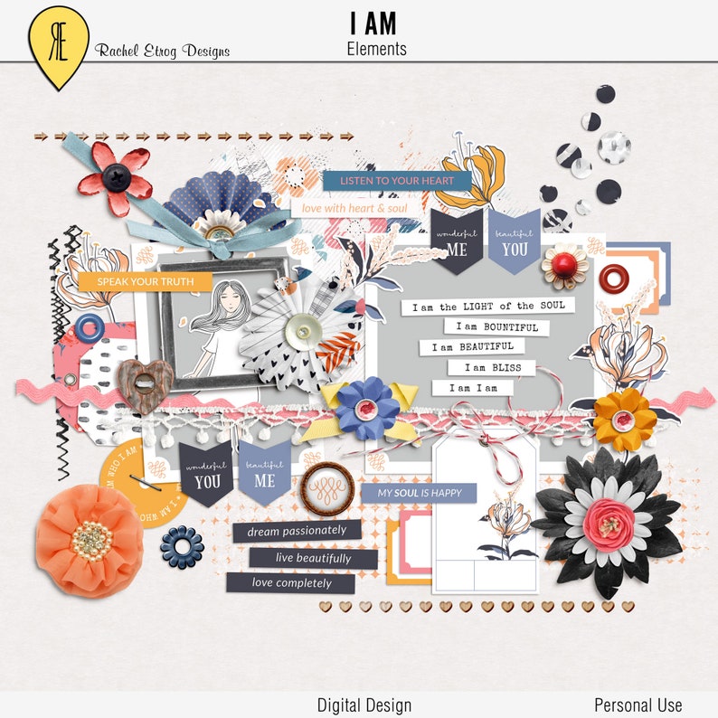 Feminine Digital Scrapbooking Kit, I AM Feminine Digital Scrapbooking ...