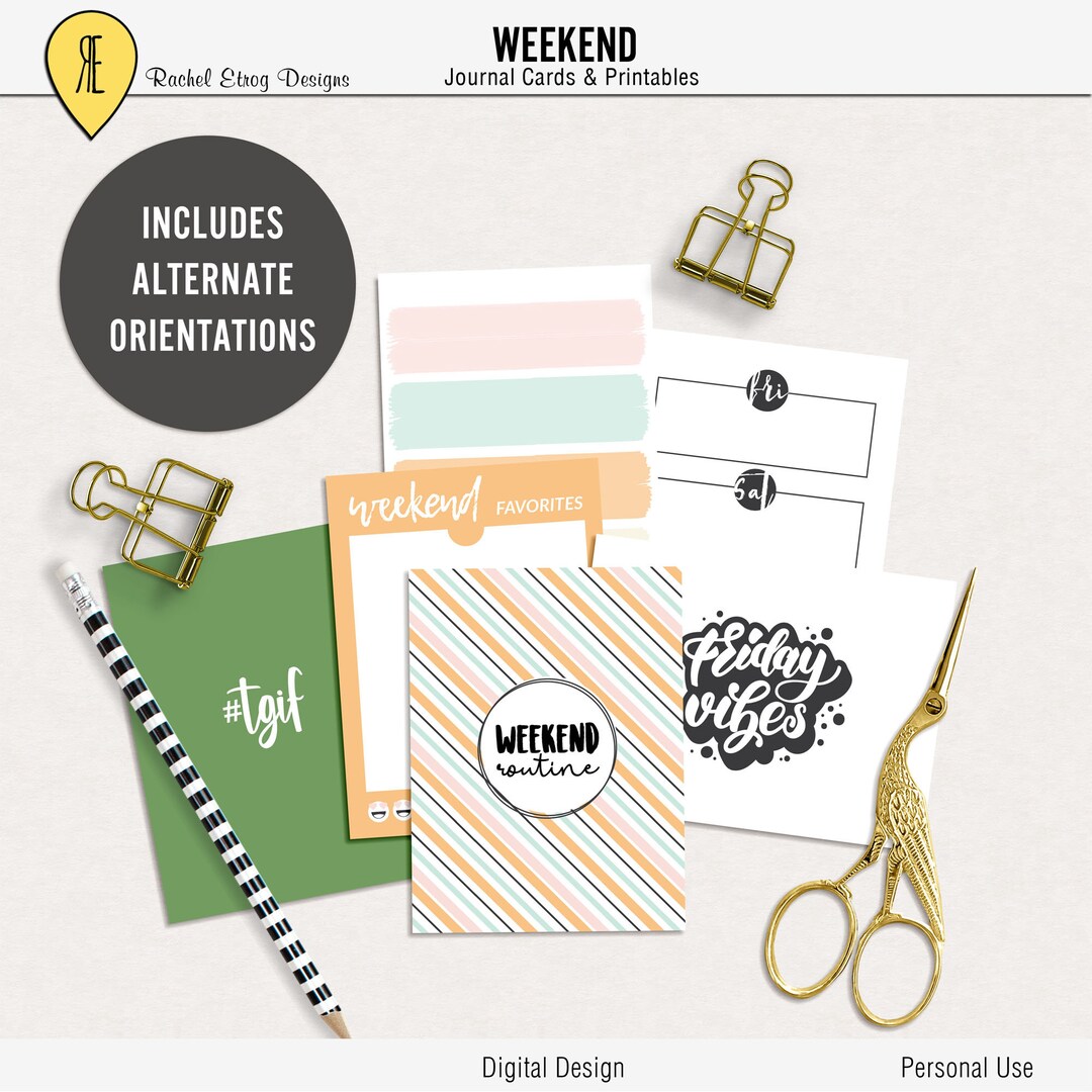Printable Weekend Digital Journal Cards, Memory Keeper Printable Cards ...