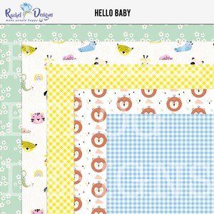 Hello Baby Printable Digital Paper Pack, Baby Digital Craft Scrapbook ...