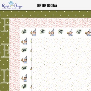 Hip Hip Hooray Birthday Digital Scrapbooking Kit, Birthday Digital ...