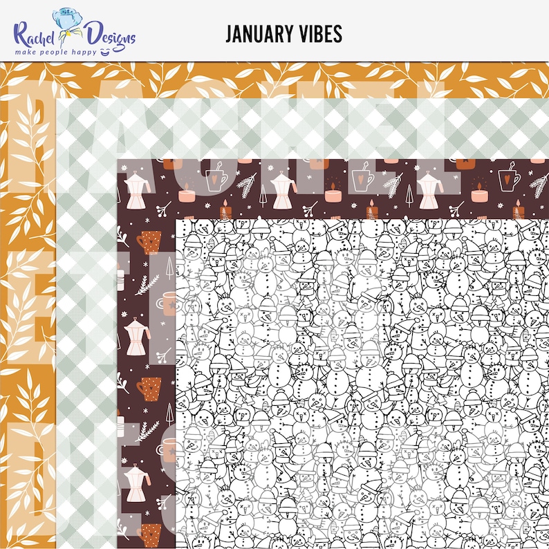 January Vibes Digital Scrapbooking Kit, January Printable Pattern ...