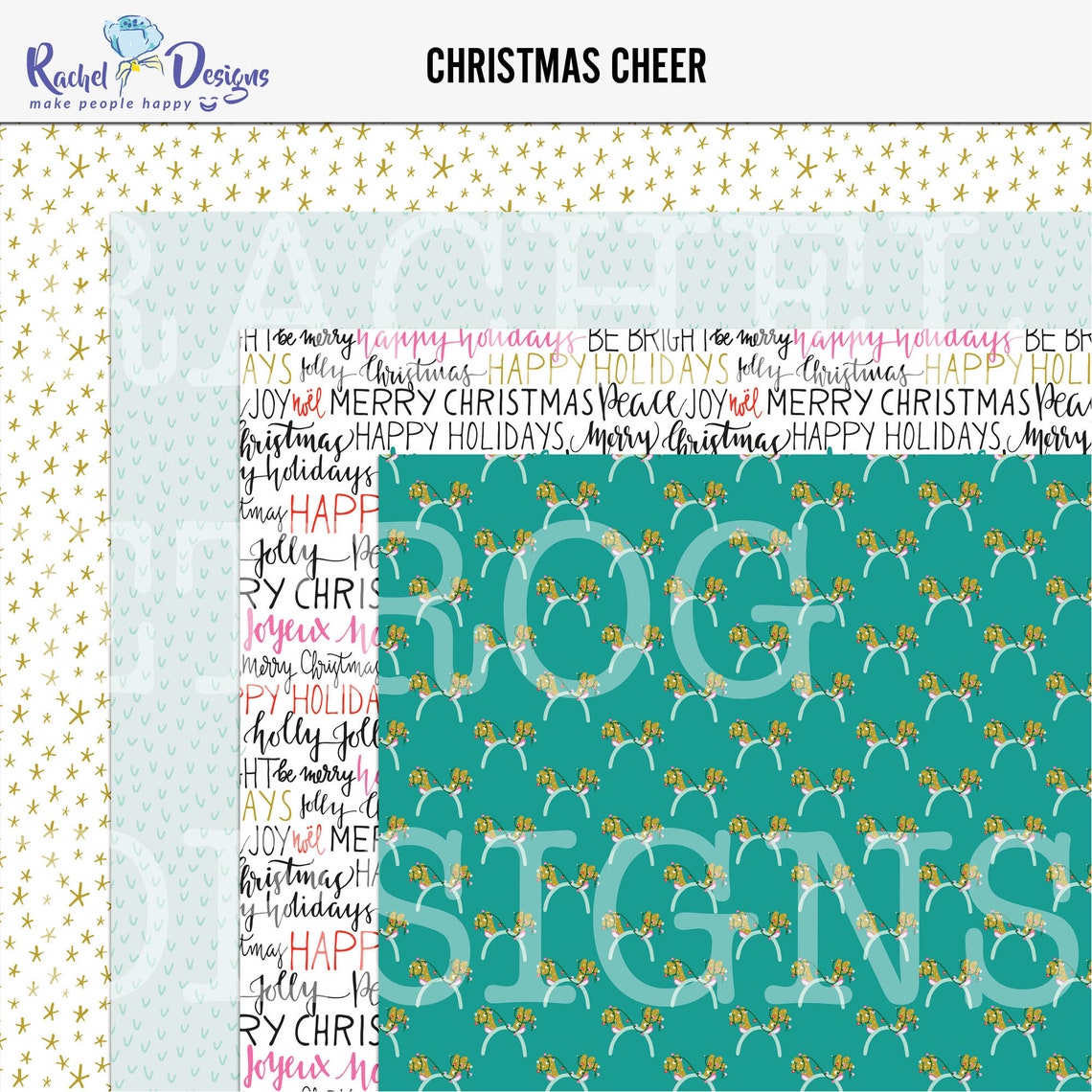 Christmas Cheer Digital Scrapbooking Kit, Digital Christmas Paper Pack ...