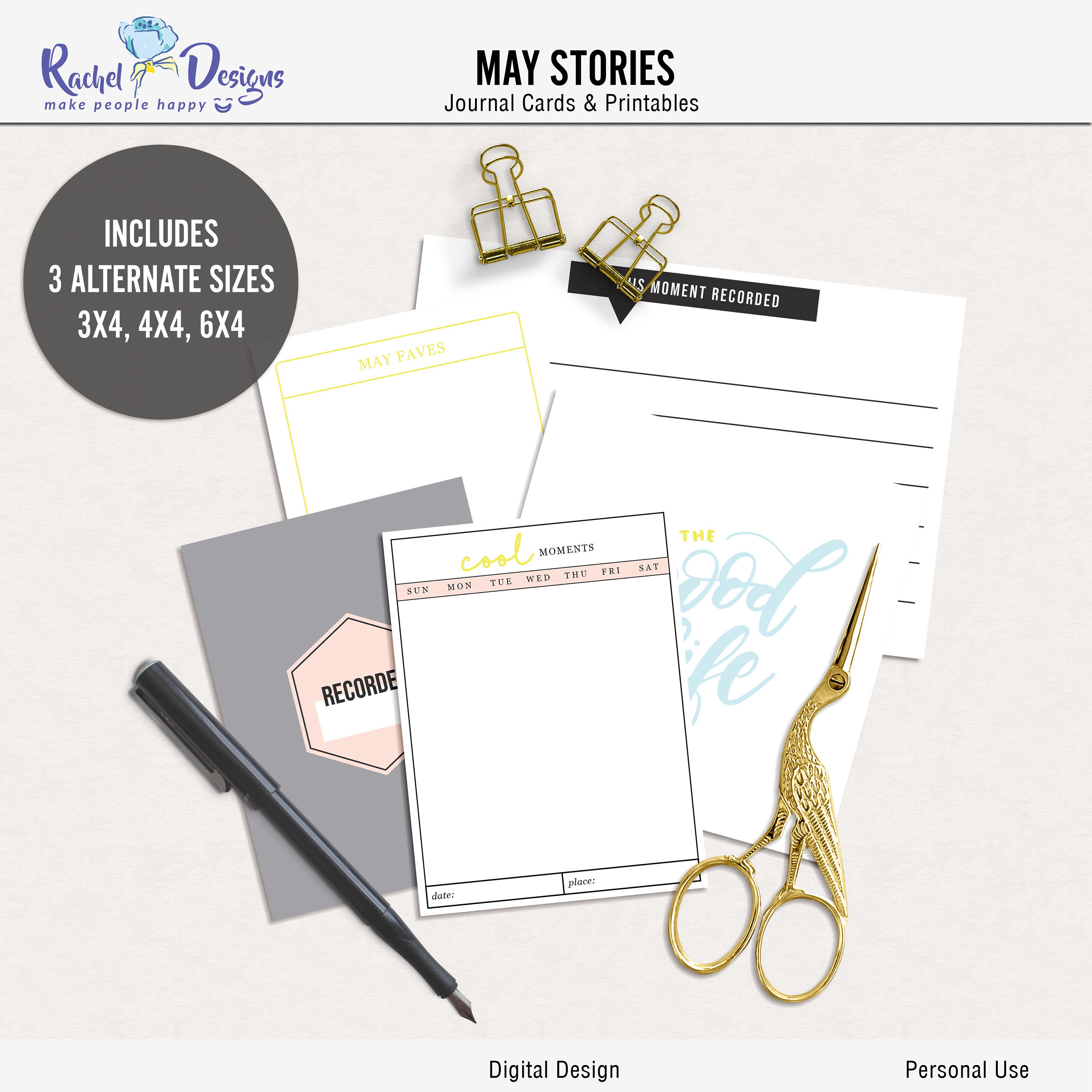 Printable Digital Journal Cards, Digital Pocket Cards, Project Life ...