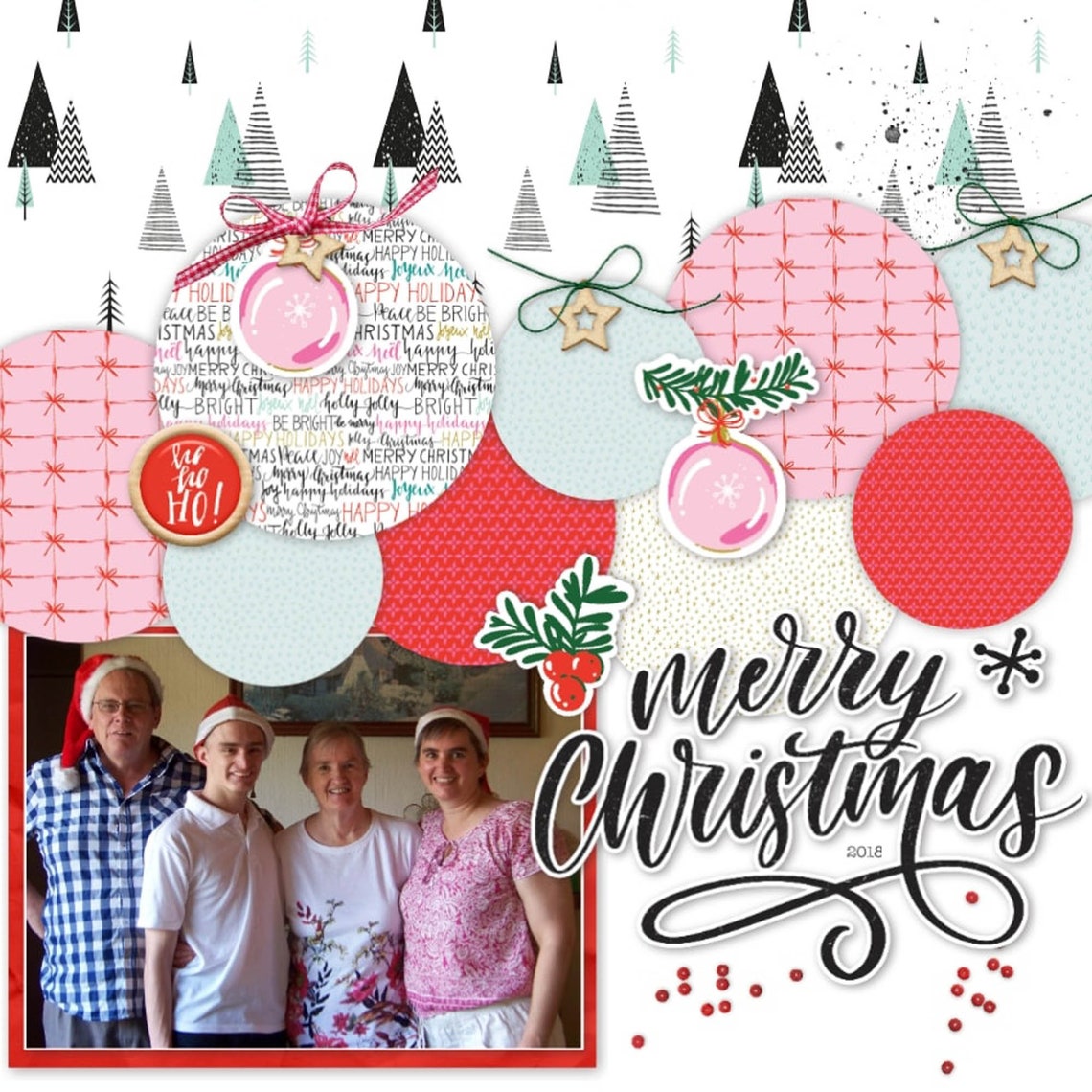 Christmas Cheer Digital Scrapbooking Kit, Digital Christmas Paper Pack ...