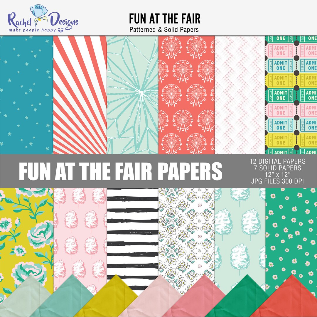 Fun at the Fair Digital Paper Pack, Printable Fun Fair Papers, Fun Fair ...