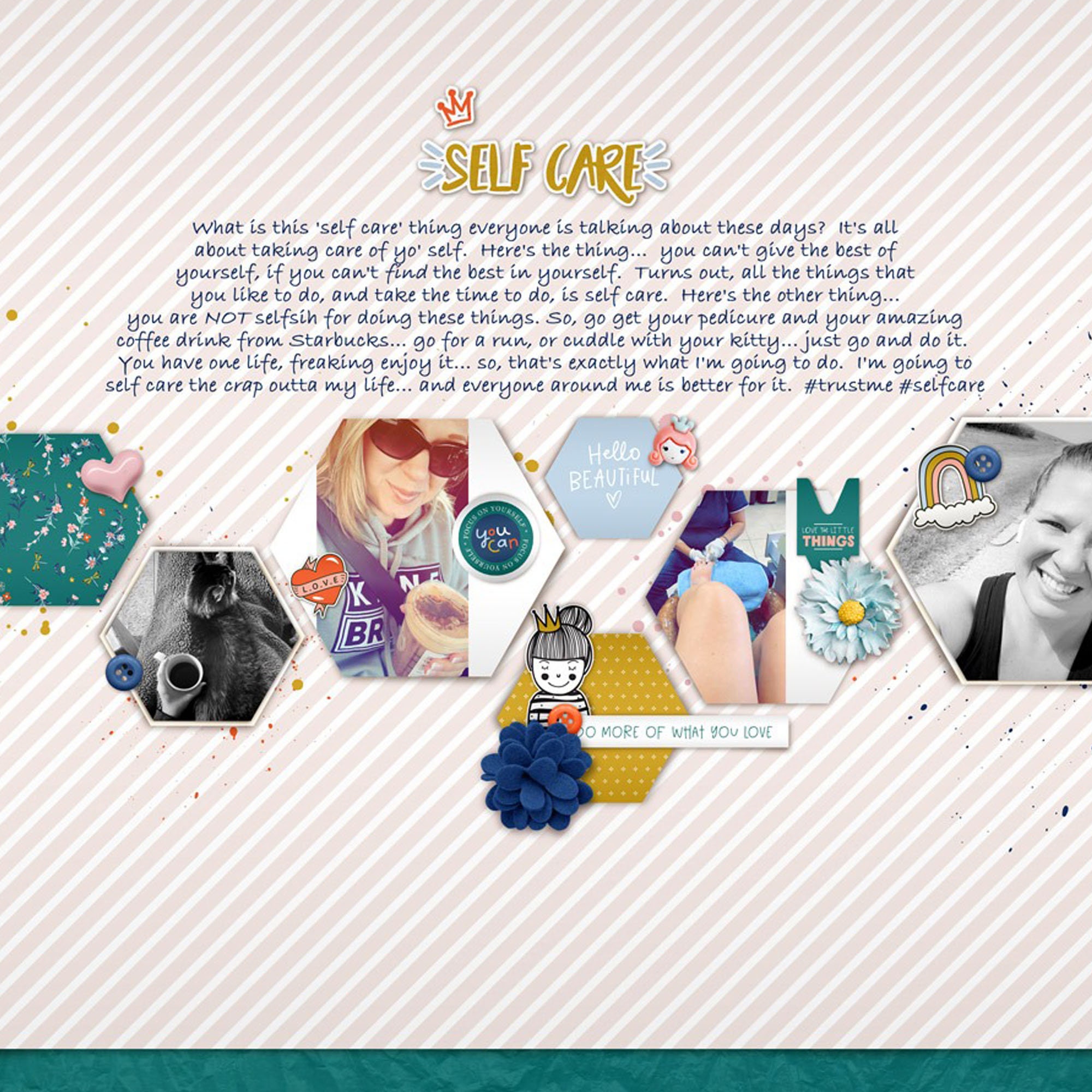 Self Love Digital Scrapbooking Elements, Printable Scrapbooking ...