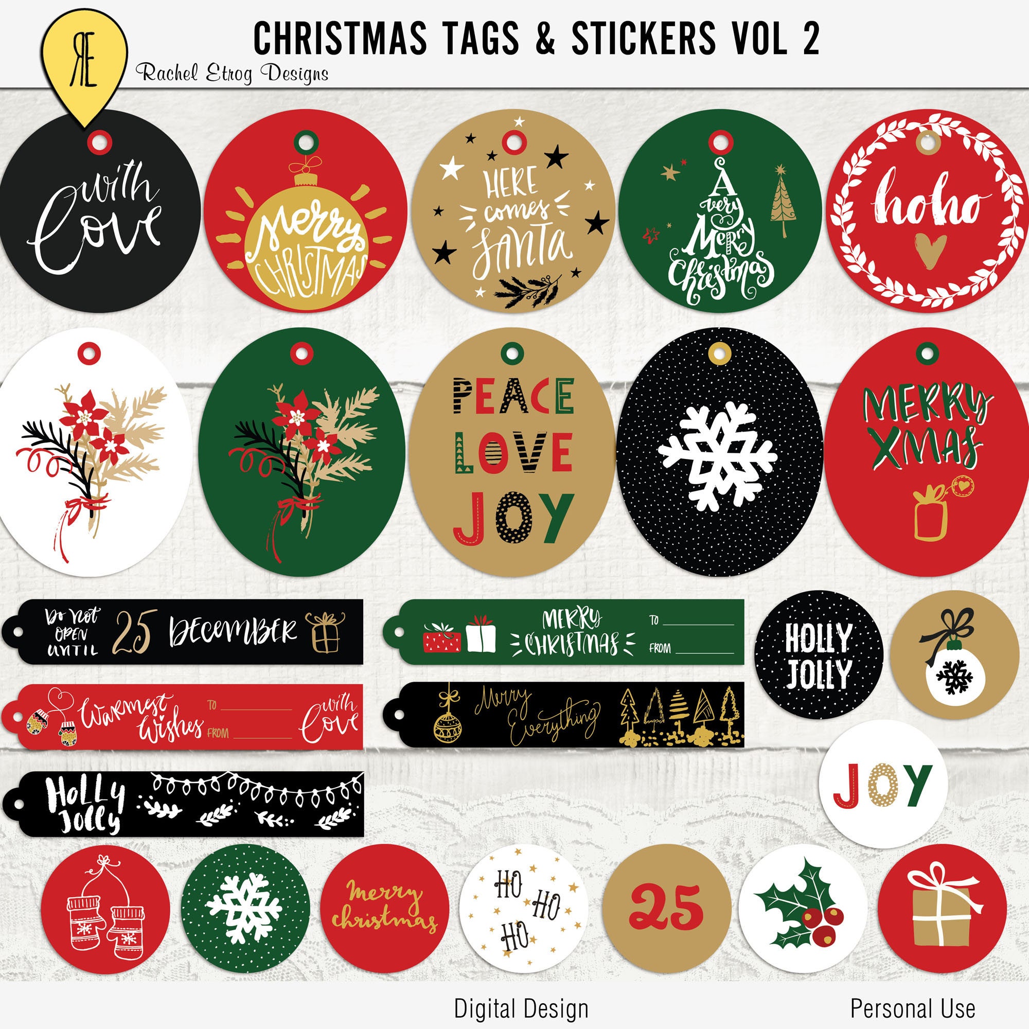 Christmas Tags, Instant Download, Printable Christmas Tags, DIY ...