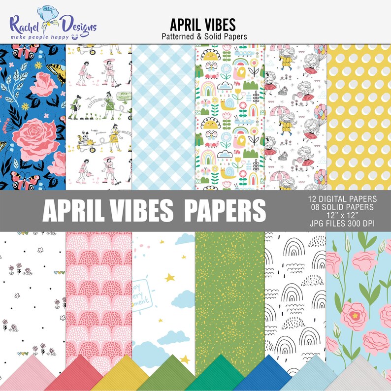 April Vibes Digital Scrapbooking Kit, April Printable Pattern Papers ...