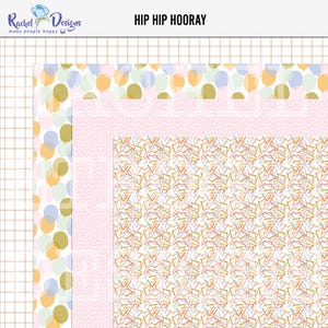 Hip Hip Hooray Birthday Digital Scrapbooking Kit, Birthday Digital ...