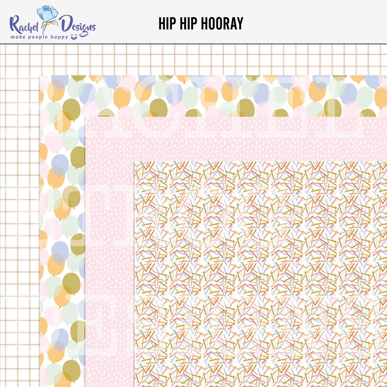 Hip Hip Hooray Birthday Digital Scrapbooking Kit, Birthday Digital ...