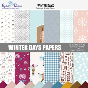 Winter Days Digital Scrapbooking Kit, Winter Printable Pattern Papers ...