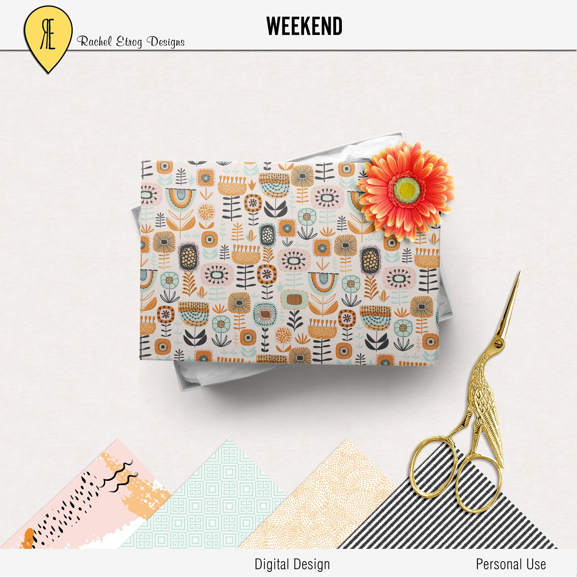 Printable Weekend Digital Paper Pack Abstract Digital Paper - Etsy