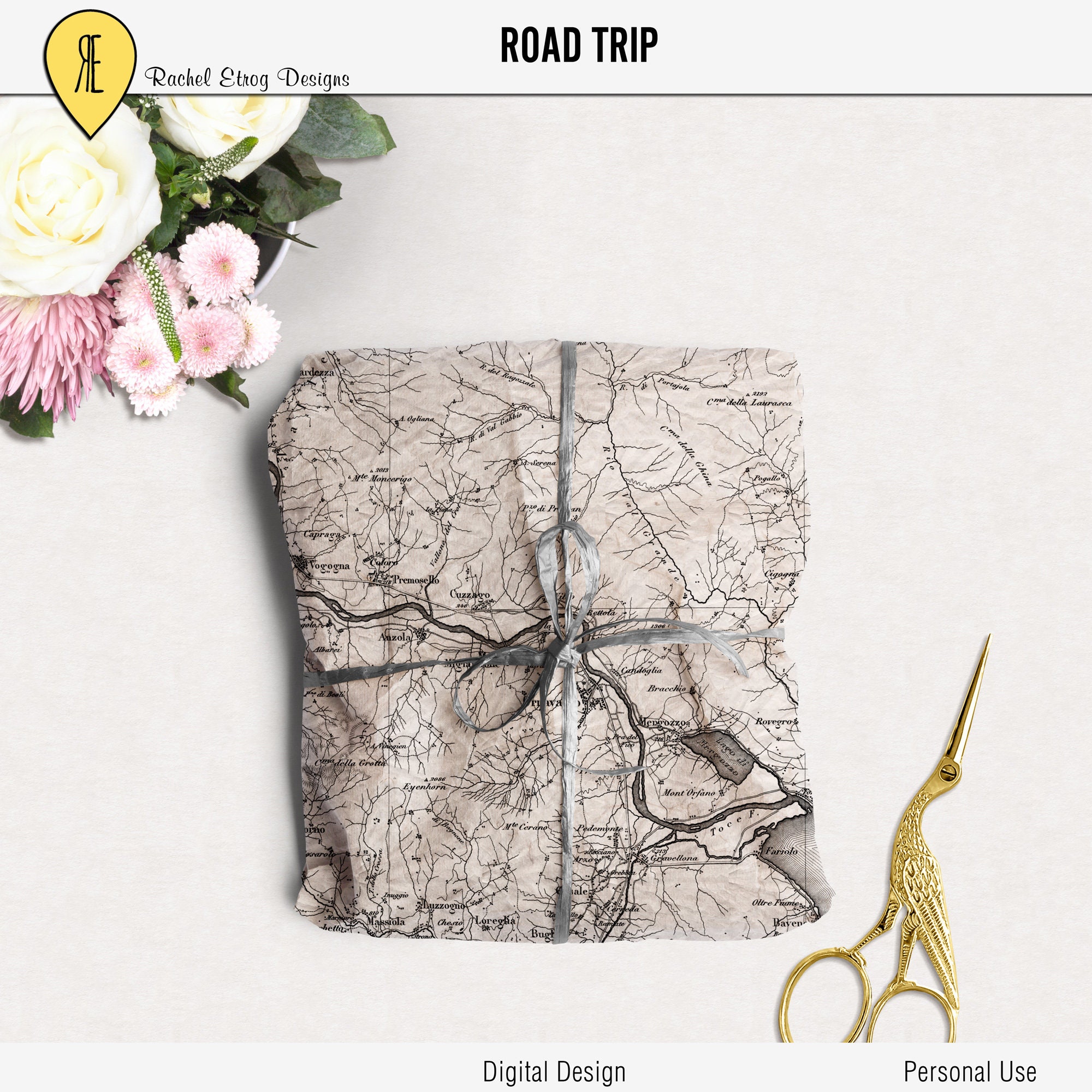 Road Trip digital papers pack, Travel digital papers, Adventure ...