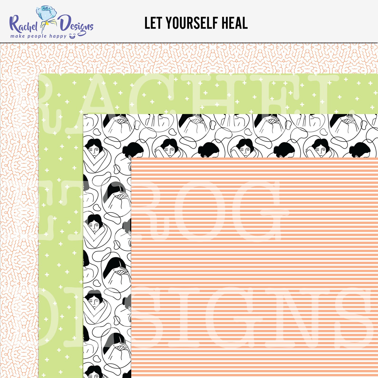 Let Yourself Heal Digital Paper Pack, Mental Health Digital ...