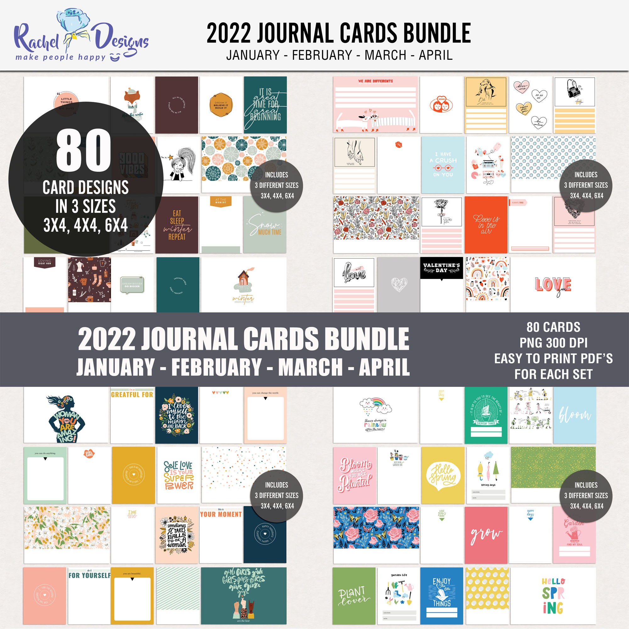 Printable Digital Journal Cards, Digital Pocket Cards, Project Life ...