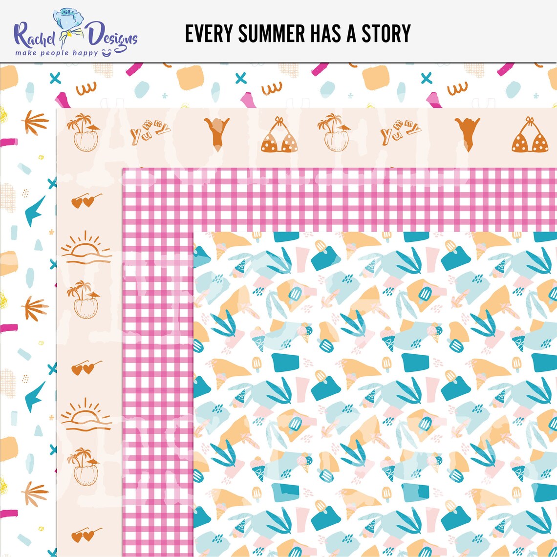 Every Summer Has A Story Digital Scrapbook Kit, Digital Summer Elements ...
