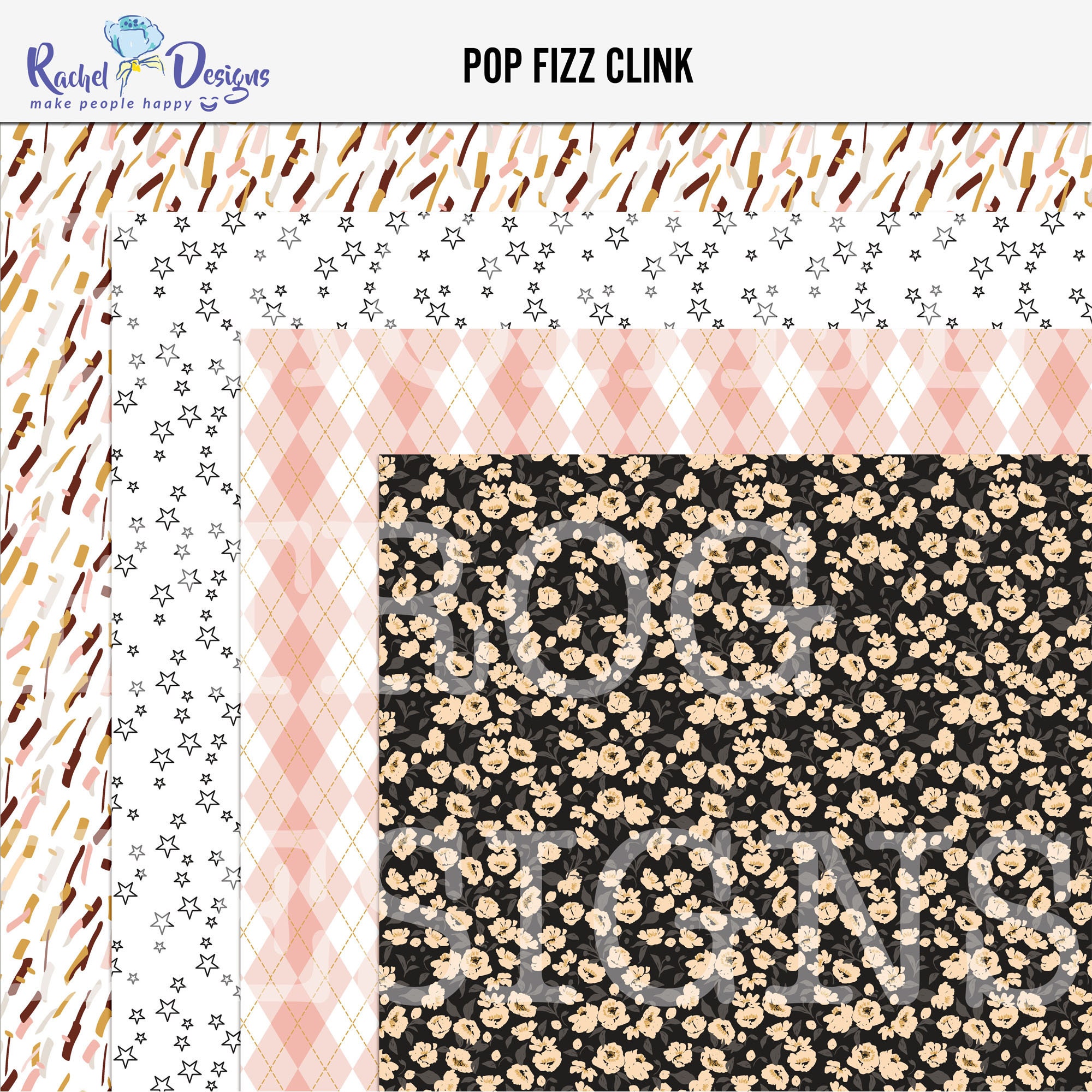 Pop Fizz Clink Digital Scrapbooking Kit, Digital New Year Paper Pack ...