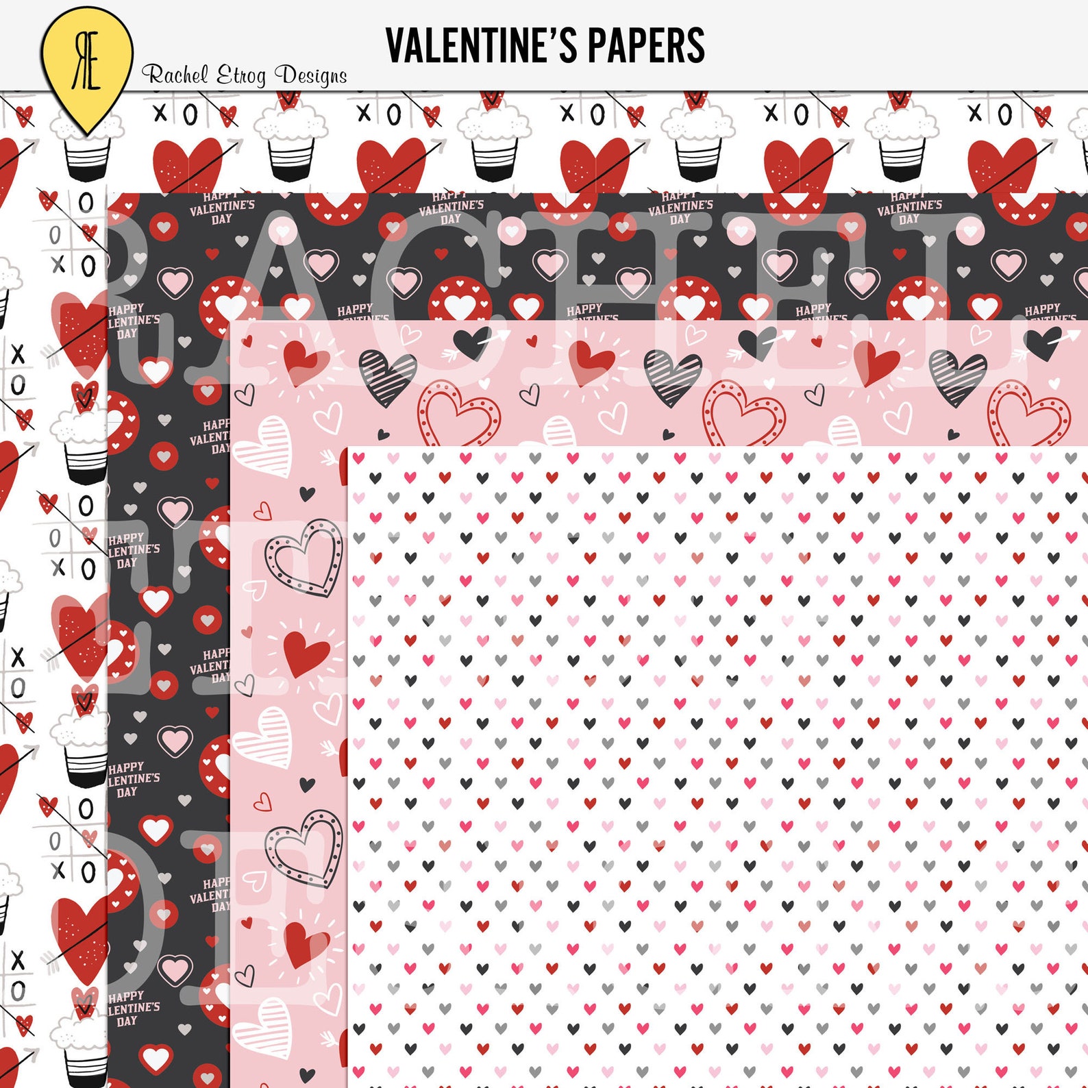 Valentine's Digital Paper Pack Printable Love Digital - Etsy