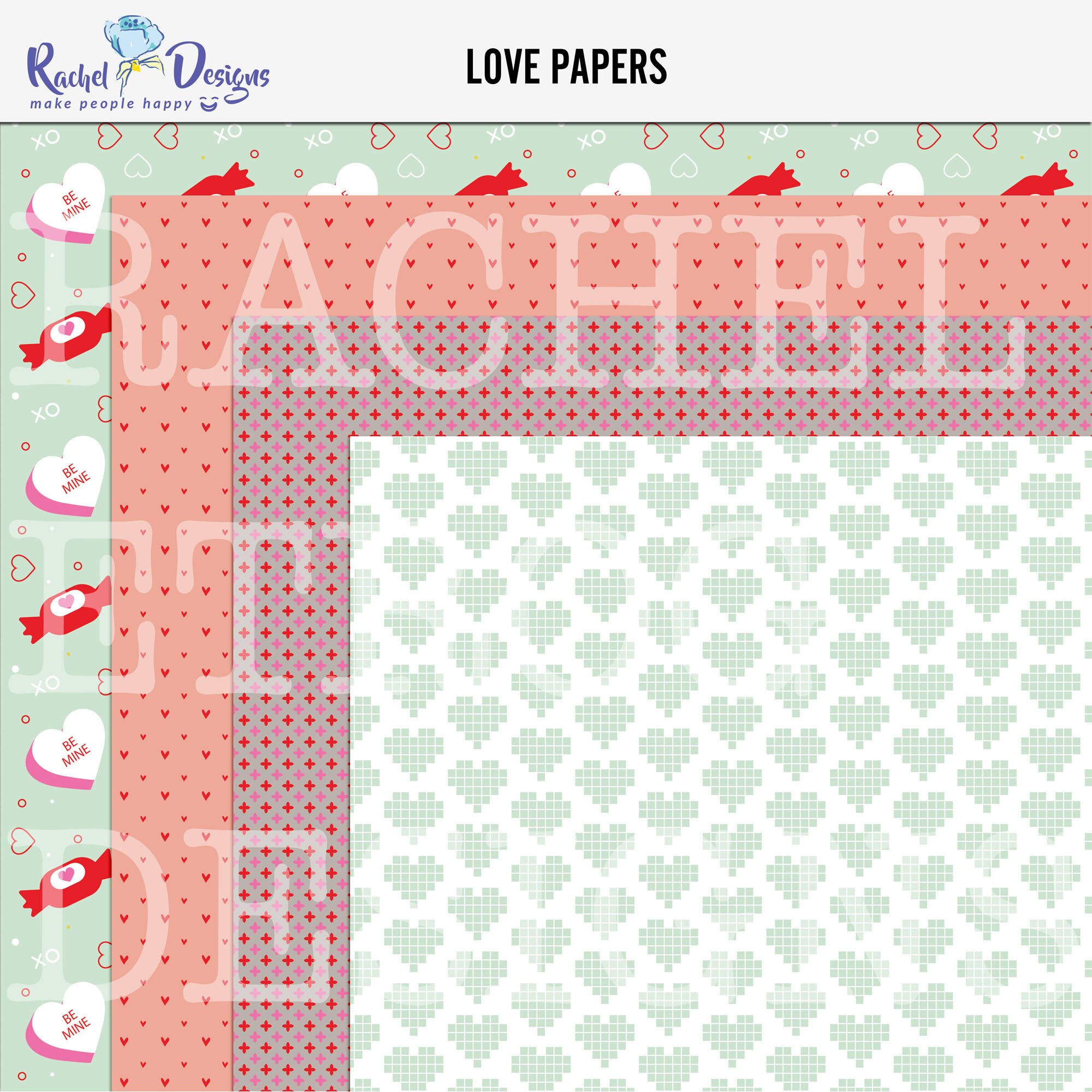 Valentine's Digital Paper Pack, Printable Love Digital Paper, Love ...