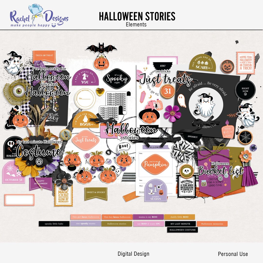 Halloween Stories Digital Elements, Digital Halloween Scrapbook ...