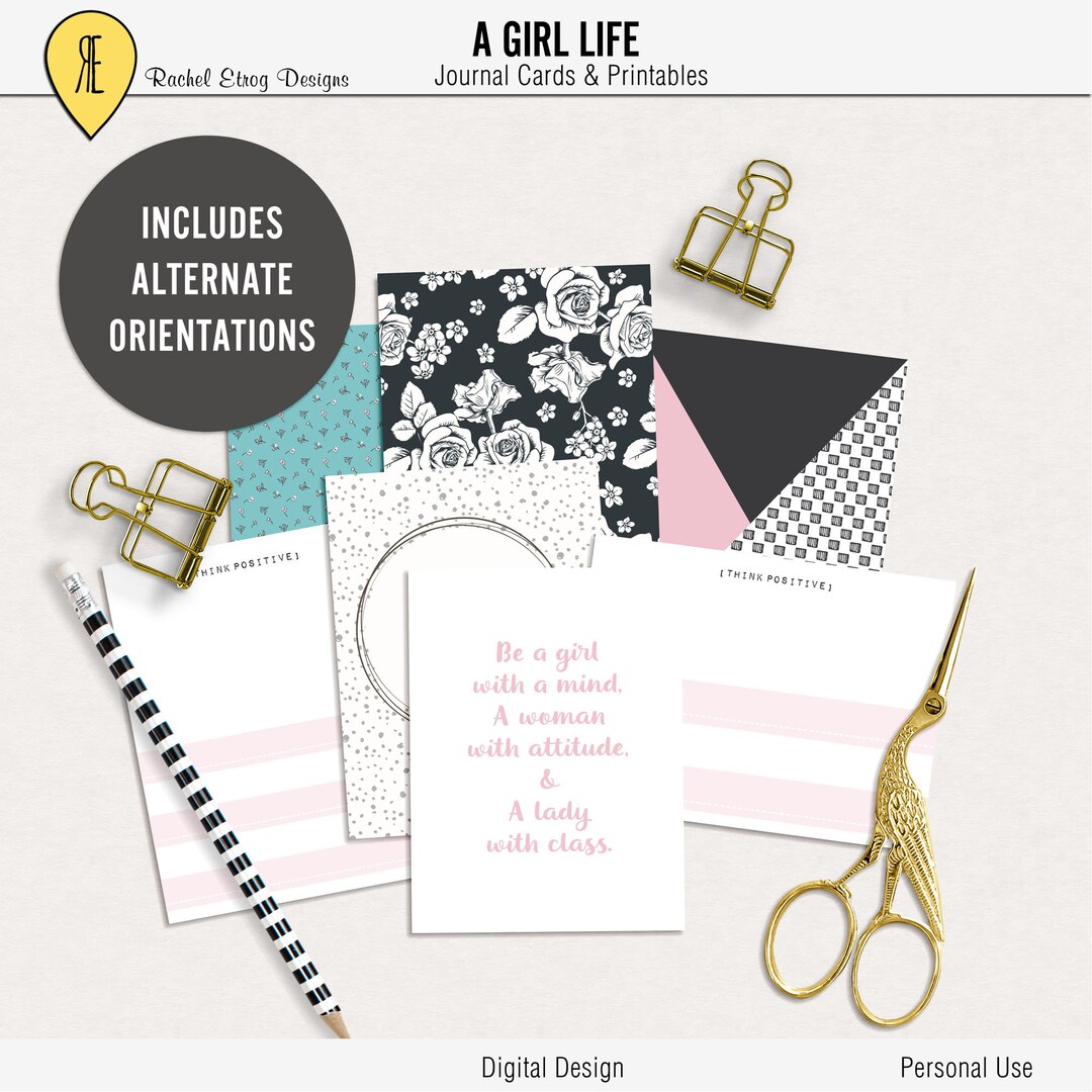 Printable a Girl Life Journal Cards, Girl Digital Project Life Cards ...