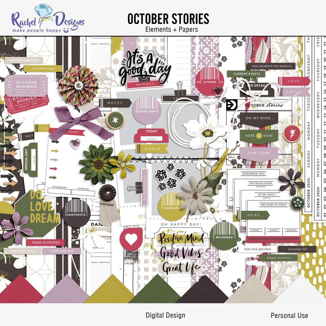 October Stories Digital Scrapbooking Kit Digital Craft - Etsy