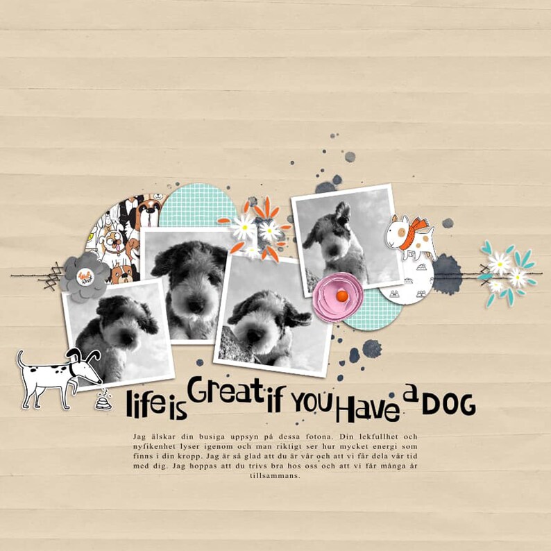 Live Love Bark Digital Scrapbooking Kit, Abstract Printable Pattern ...