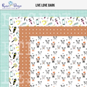 Live Love Bark Digital Paper Pack, Dogs Digital Craft Papers, Digital ...