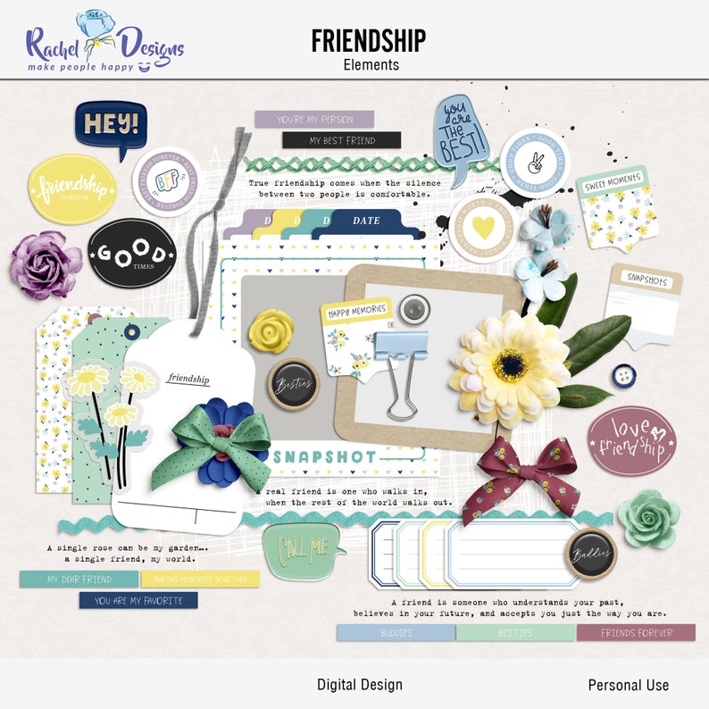 Friendship Digital Scrapbooking Elements, Printable Scrapbooking ...