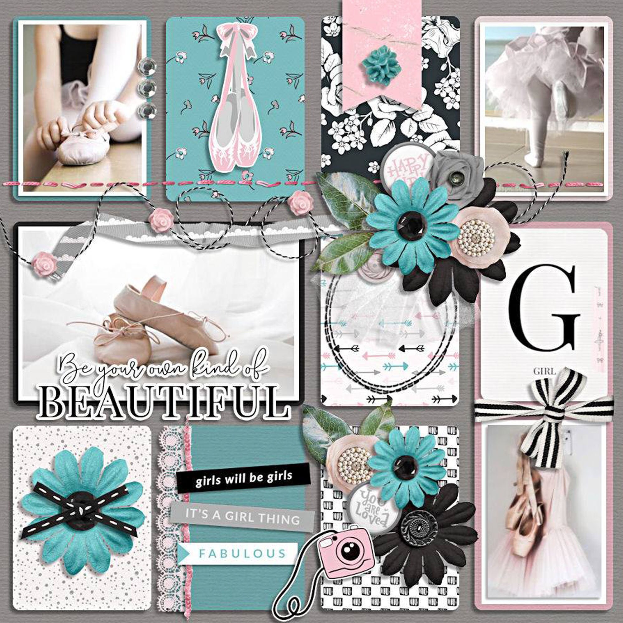 A Girl Life Digital Scrapbooking Elements, Girl Mix Elements, Kids ...
