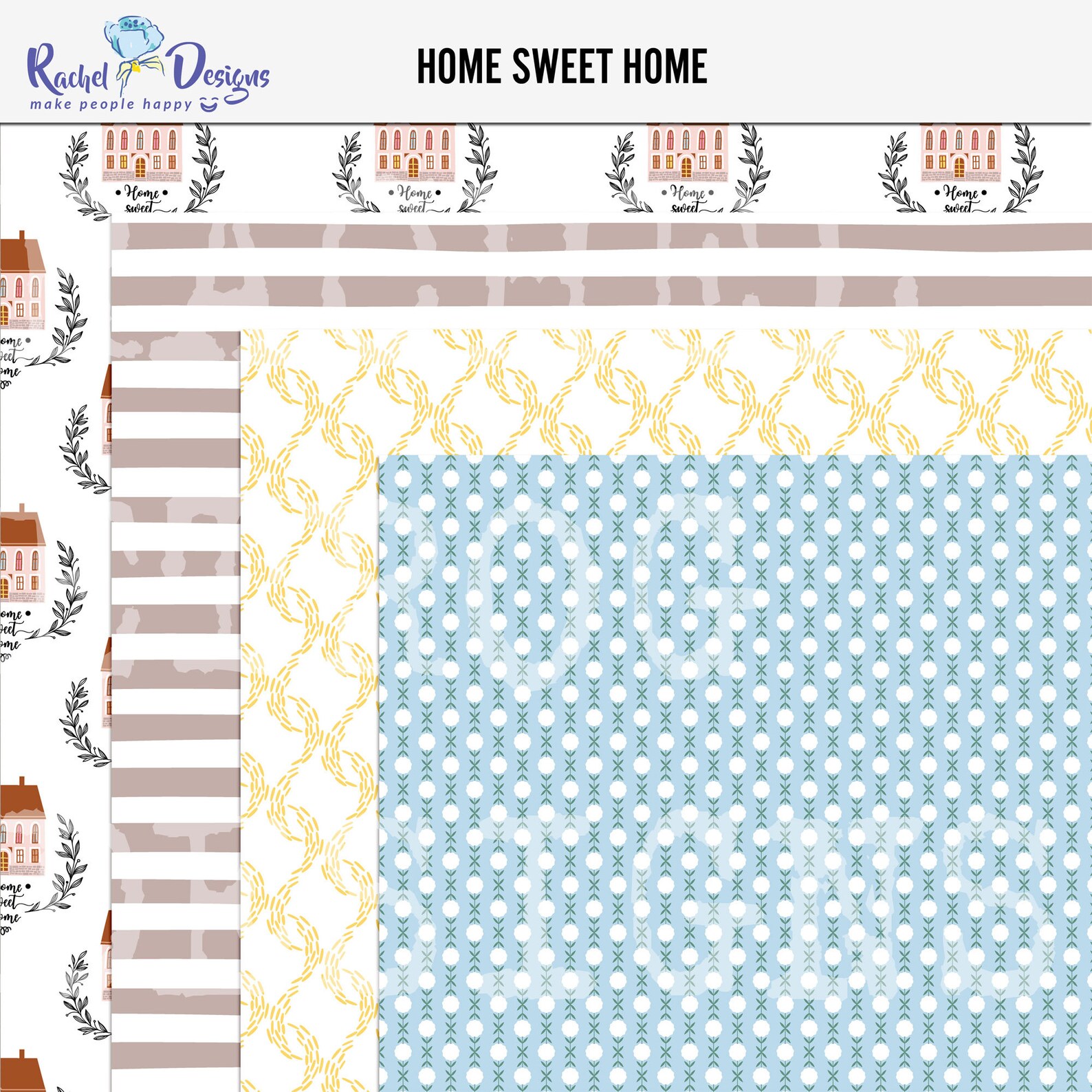 Home Sweet Home Digital Paper Pack, Printable Home Papers, Family ...