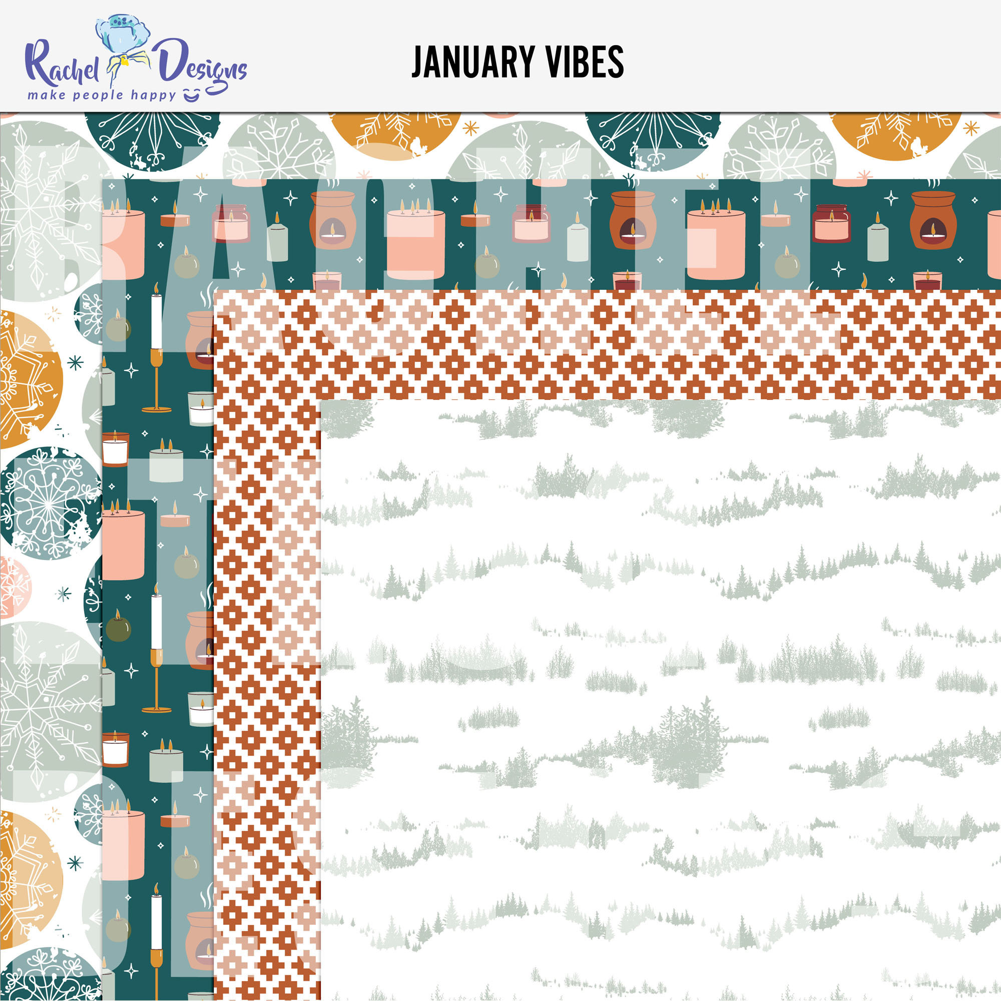 January Vibes Digital Scrapbooking Kit, January Printable Pattern ...