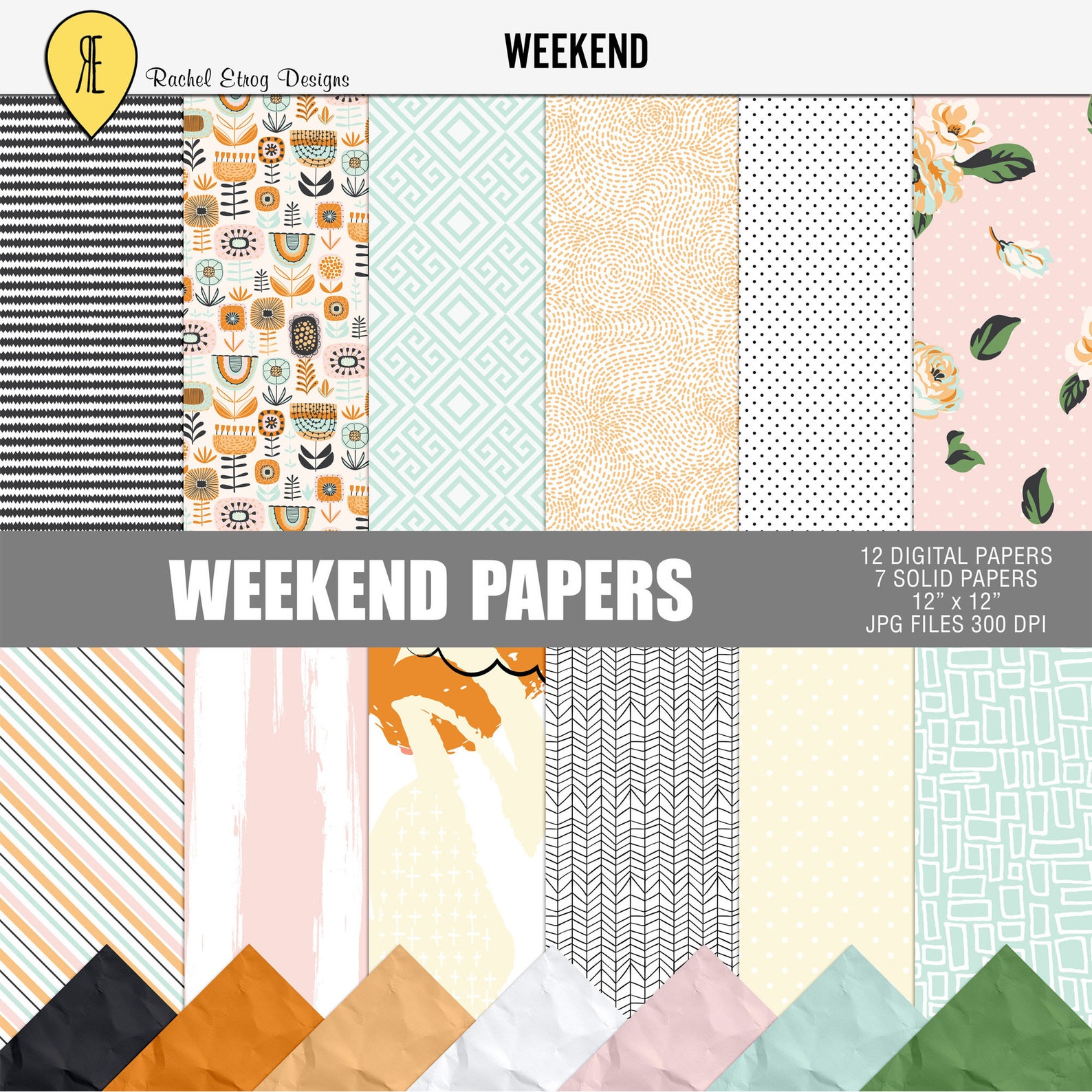 Weekend Digital Scrapbooking Kit Abstract Wrapping Papers - Etsy