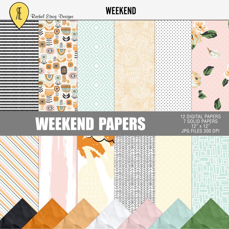 Weekend Digital Scrapbooking Kit Abstract Wrapping Papers - Etsy