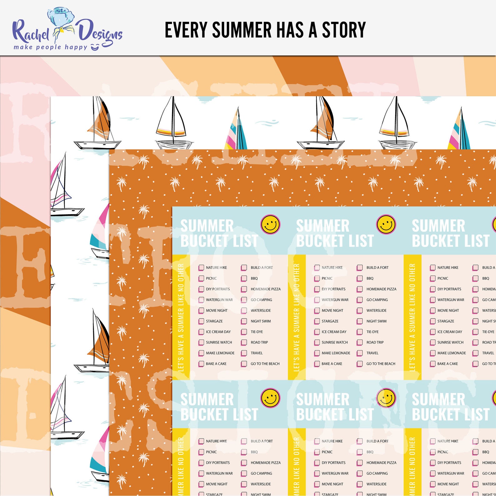 Every Summer Has A Story Digital Scrapbook Kit, Digital Summer Elements ...