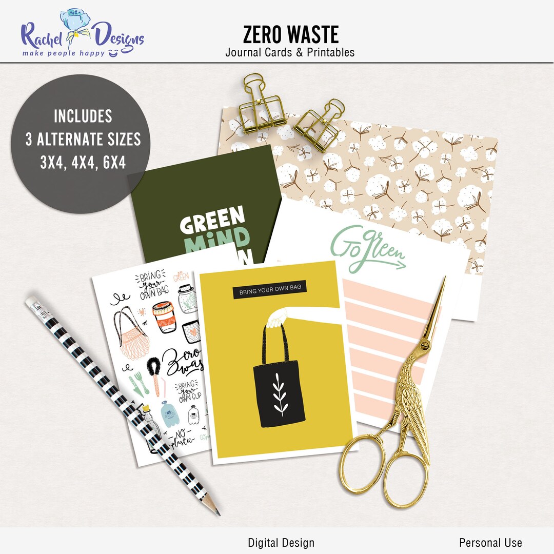 Printable Zero Waste Digital Journal Cards, Digital Planet Journal ...