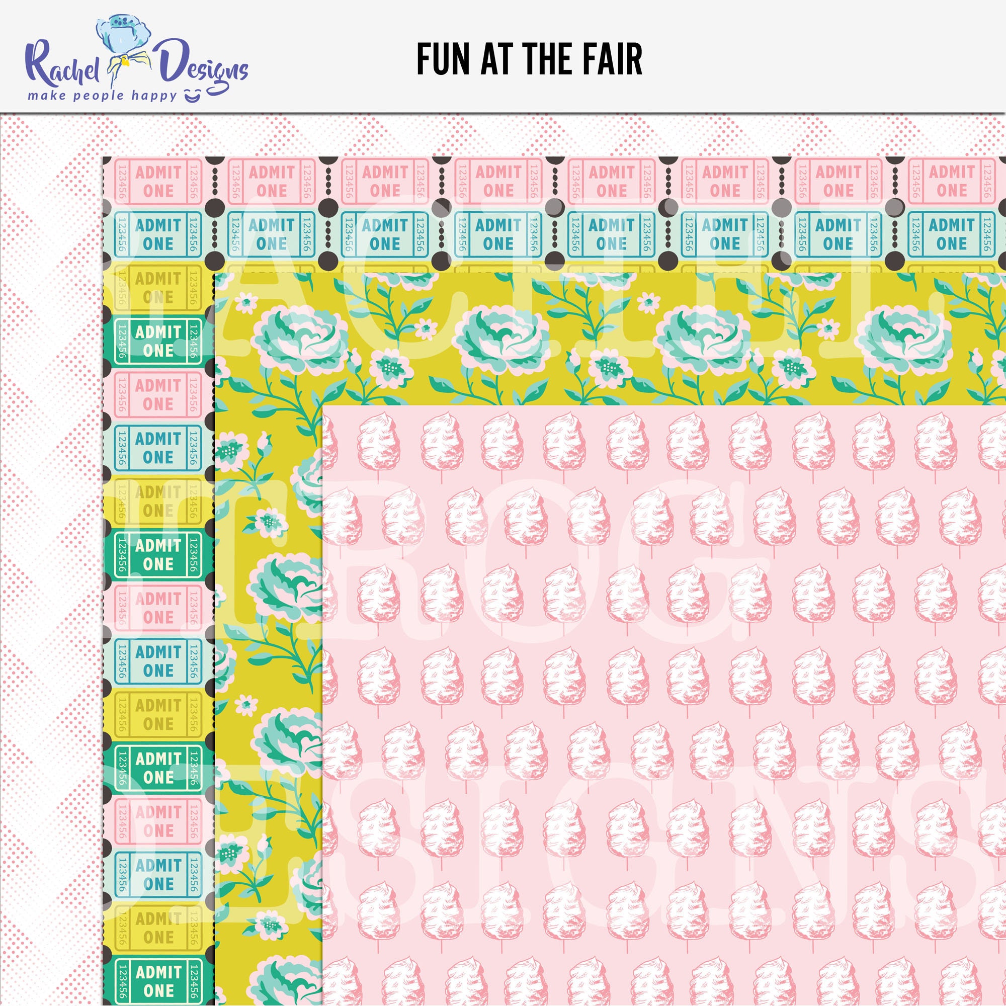 Fun at the Fair Digital Paper Pack, Printable Fun Fair Papers, Fun Fair ...
